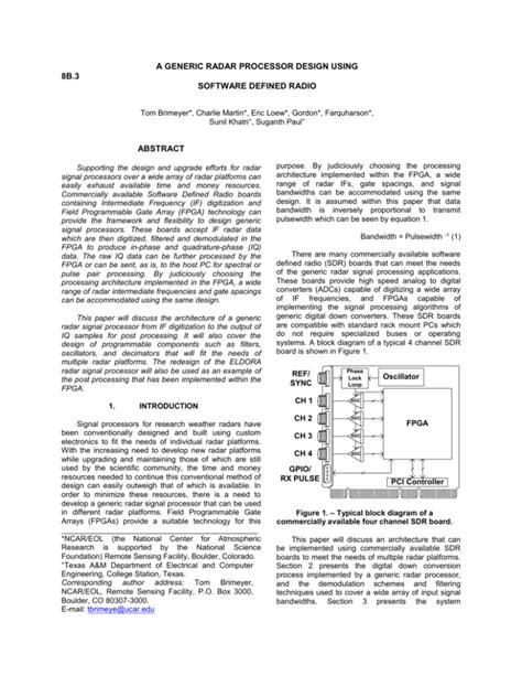 Generic Radar Signal Processor With COTS FPGA Boards