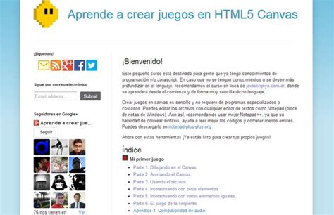 Un buen tutorial en español para aprender a crear juegos con HTML