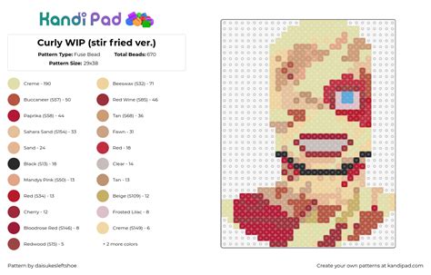Curly Wip Stir Fried Ver Fuse Bead Pattern Kandi Pad Kandi
