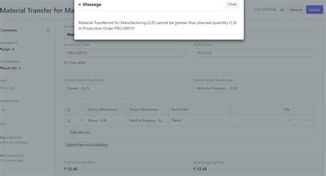 Final Material Transfer To Manufacture Customization Frappe Forum