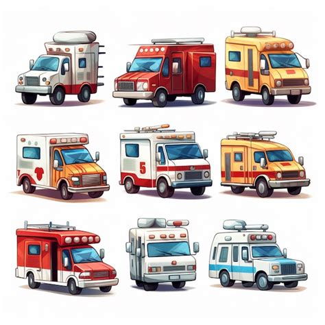 Premium Photo A Close Up Of A Bunch Of Different Types Of Ambulances Generative Ai