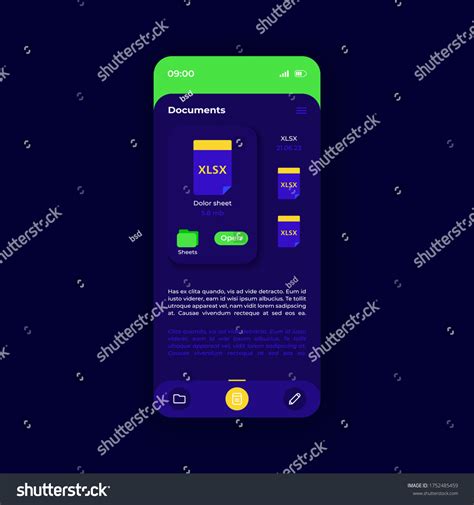 File Catalog Smartphone Interface Vector Template เวกเตอร์สต็อก ปลอดค่าลิขสิทธิ์ 1752485459