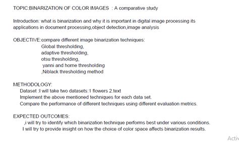 Solved Topicbinarization Of Color Images A Comparative