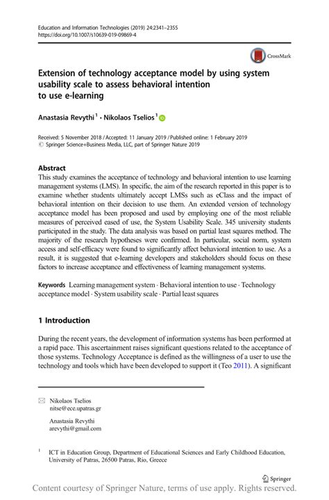 Extension Of Technology Acceptance Model By Using System Usability