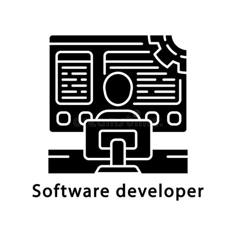 Silhouette Developer Programming And Application Icons Stock Vector