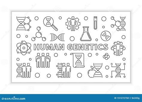 Human Genetics Vector Minimal Banner In Outline Style Stock Vector Illustration Of Laboratory