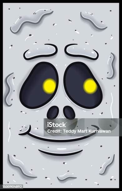 하얀 유령 얼굴 표정 캐릭터 만화의 희망찬 표정 벽지 표지 라벨 및 포장 디자인 10월에 대한 스톡 벡터 아트 및 기타 이미지 10월 공포 무서움 공휴일 Istock