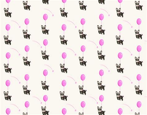 풍선에 비행 불독 강아지와 함께 귀여운 패턴 프리미엄 벡터