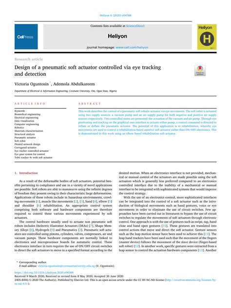 Pdf Design Of A Pneumatic Soft Actuator Controlled Via Eye Tracking