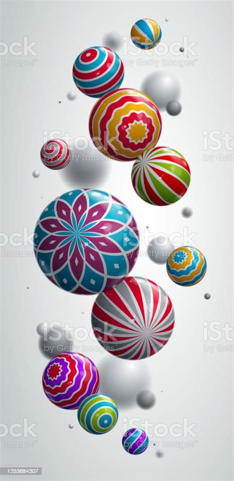 현실적인 광택 구체 벡터 일러스트 스마트 폰 배경 패턴과 필드의 깊이와 아름다운 공과 전화에 대한 추상 적 배경 화면 3d 글로브 디자인 개념 예술 3차원 형태에 대한 스톡