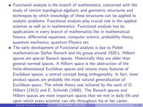 some fundamental theorems in banach spaces and hilbert spaces pdf