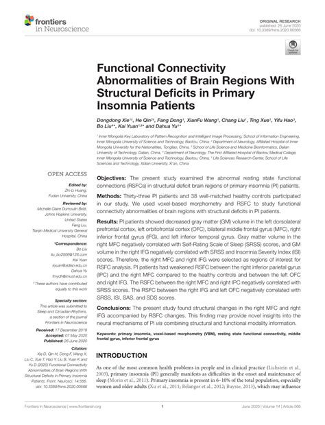 Pdf Functional Connectivity Abnormalities Of Brain Regions With Structural Deficits In Primary