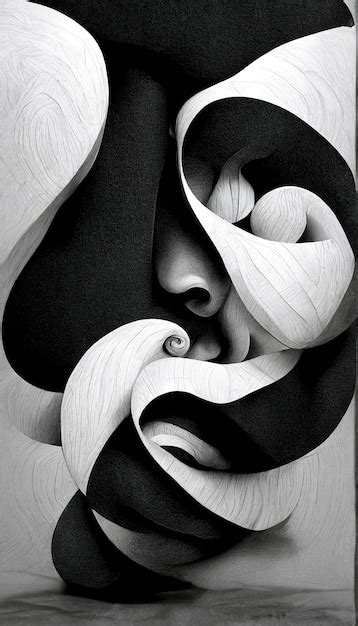 Premium Ai Image Modern Abstract Dynamic Shapes Black And White