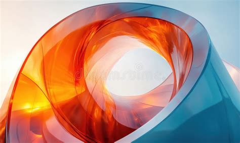 Abstract Sculpture With Vibrant Orange And Blue Colors Creating Dynamic Visual Flow Stock Image