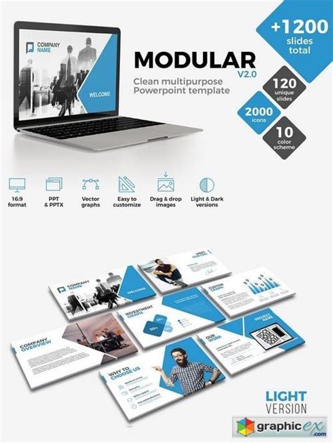Modular Powerpoint Template Free Download Vector Stock Image