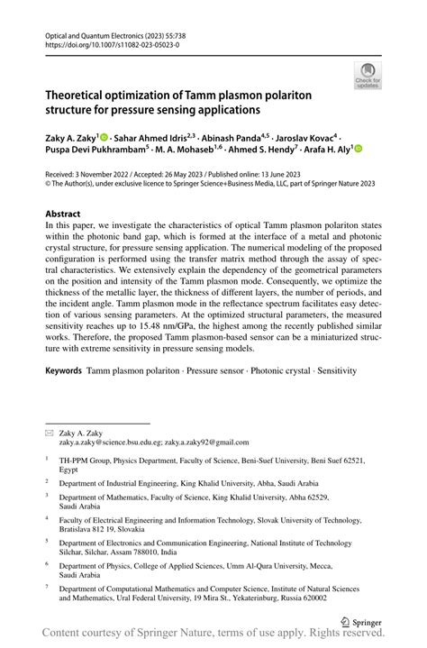 Theoretical Optimization Of Tamm Plasmon Polariton Structure For Pressure Sensing Applications
