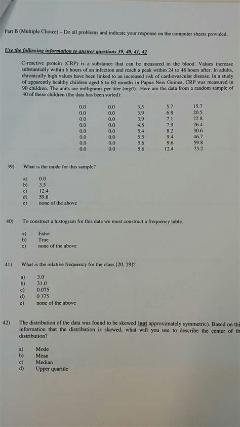 Solved Part B Multiple Choice Do All I Problems And