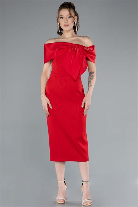 Midi Red Plus Size Party Dress Abk2321