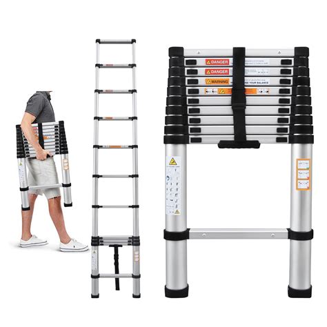 Multi Purpose Extension Ladder 10 5ft Aluminum Telescoping Ladder Attic Ladder 10 Steps Folded