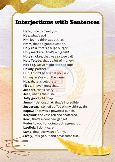 List Of Interjections Esp