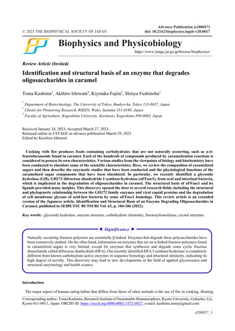 Pdf Identification And Structural Basis Of An Enzyme That Degrades Oligosaccharides In Caramel