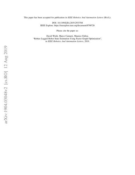 Pdf Robust Legged Robot State Estimation Using Factor Graph Optimization