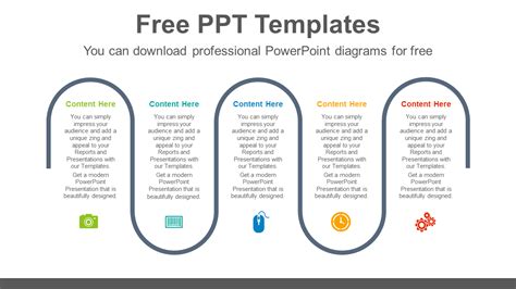 Download Five Flow Process Brain Powerpoint Infographic Template
