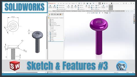 Curso SolidWorks: Tutorial croquis y Operaciones #3 | Croquis, Extrusión, Corte, Rosca | FEL ...