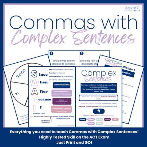 High School Grammar Complex Sentences Act Prep Commas With Swabi