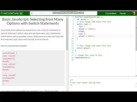 Basic JavaScript Selecting From Many Options With Switch Statements Free Code Camp Dani YouTube