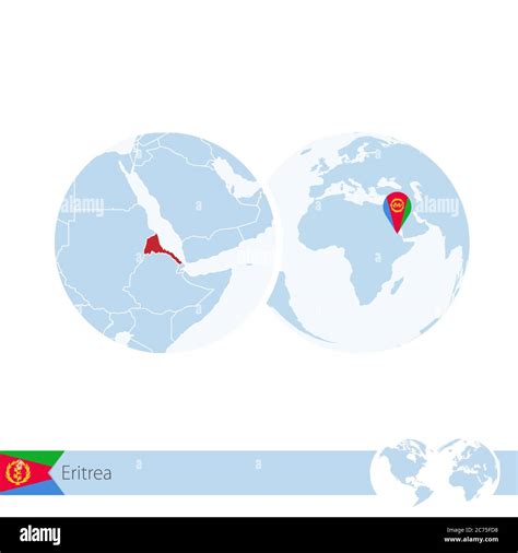 Eritrea On World Globe With Flag And Regional Map Of Eritrea Vector Illustration Stock Vector