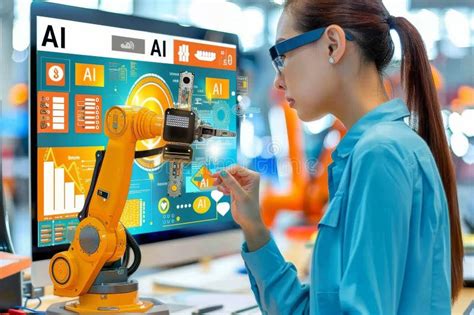 Woman Interacting With Ai Robot Artificial Intelligence Advanced Robotics High Tech Ai