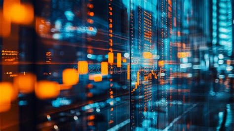 Blue And Orange Digital Data Visualization In Financial Trading Interface Stock Image Image Of