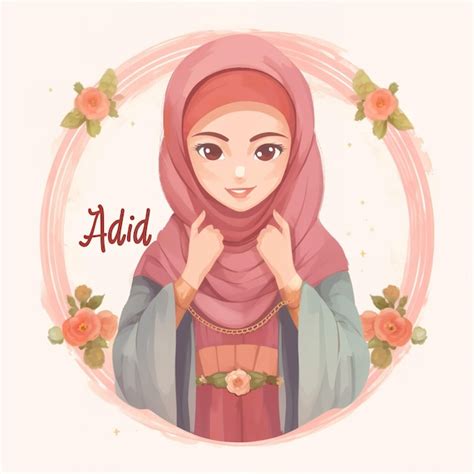 Schönes Muslimisches Mädchen In Hijab Clipart Illustration Premium Ki