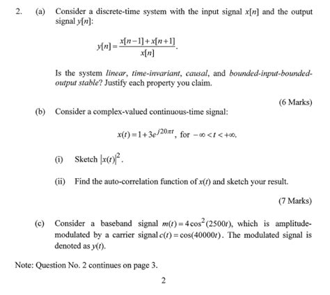 solved 2 a consider a discrete time system with the input