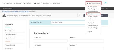 How To Manage Contacts In The Client Area Supporthost