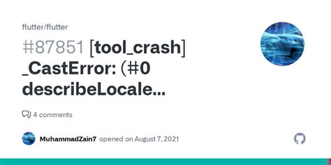 Toolcrash Casterror 0 Describelocale Packagefluttertoolssrclocalizations