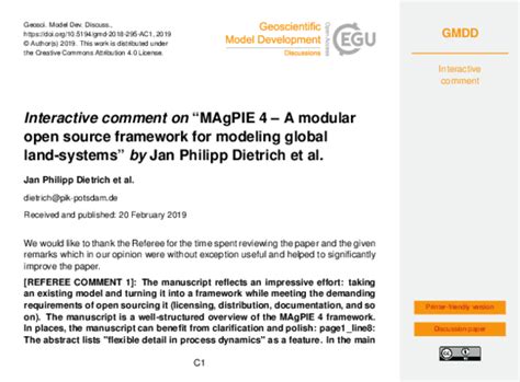 Pdf Magpie 4 A Modular Open Source Framework For Modeling Global