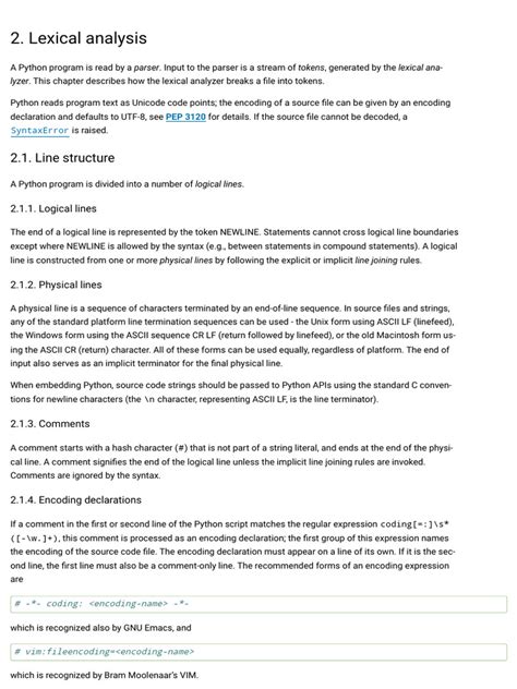 Lexical Analysis Python 3 13 2 Documentation Pdf Computing Computer Programming