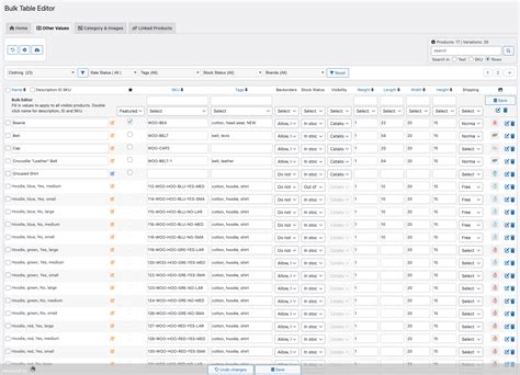 Bulk Table Editor Woocommerce Marketplace