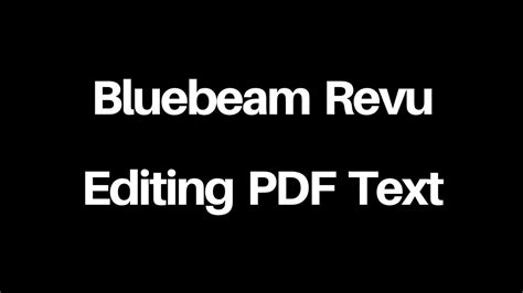 Bluebeam Revu Editing PDF Text YouTube