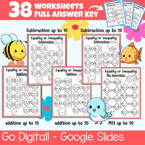 Compare Addition And Subtraction Equations To 20 Equality And Inequality Math