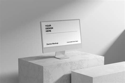 Realistic Computer Mockup With Wall And Shadow Background 36344256 Psd