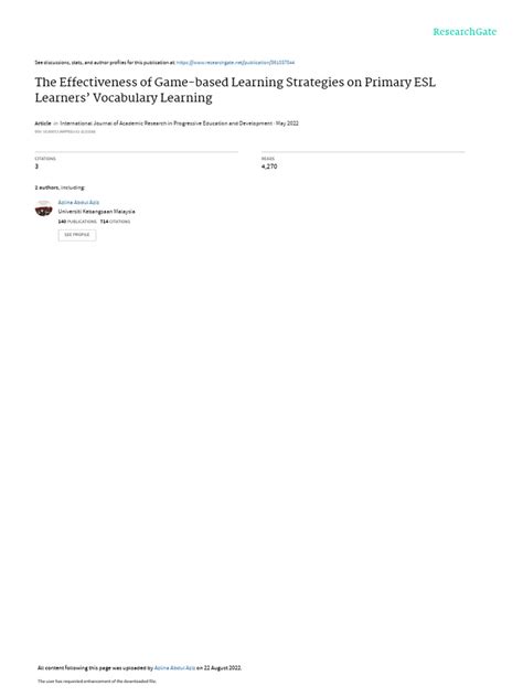 the effectiveness of game based learning strategies on primary esl
