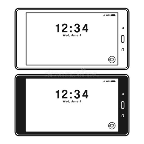Simple Tablet With Interface Display Flat Black And Outline Style Stock Illustration