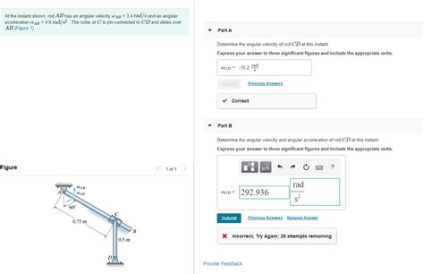 Solved At The Instant Shown Rod AB Has An Angular Velocity Chegg