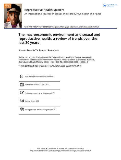 PDF The Macroeconomic Environment And Sexual And Reproductive Health A Review Of Trends Over