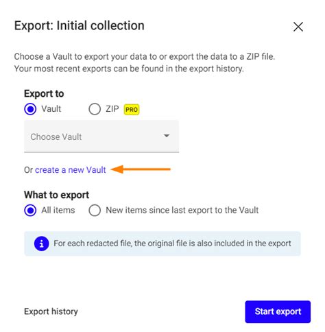 Create A New Vault For Your Workspace Export Virtual Vaults Help Center