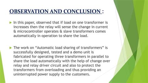 Automatic Load Sharing Of Transformer Using Microcontroller Pptx