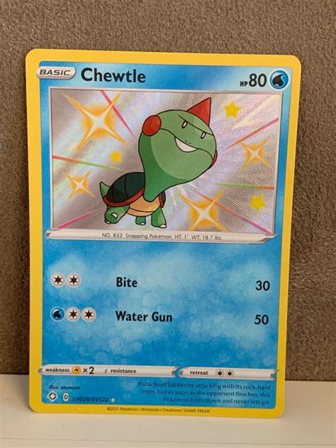 Chewtle Holo Rare Eng Shining Fates Pokemon Sv028 Sv122 Kaufen Auf Ricardo